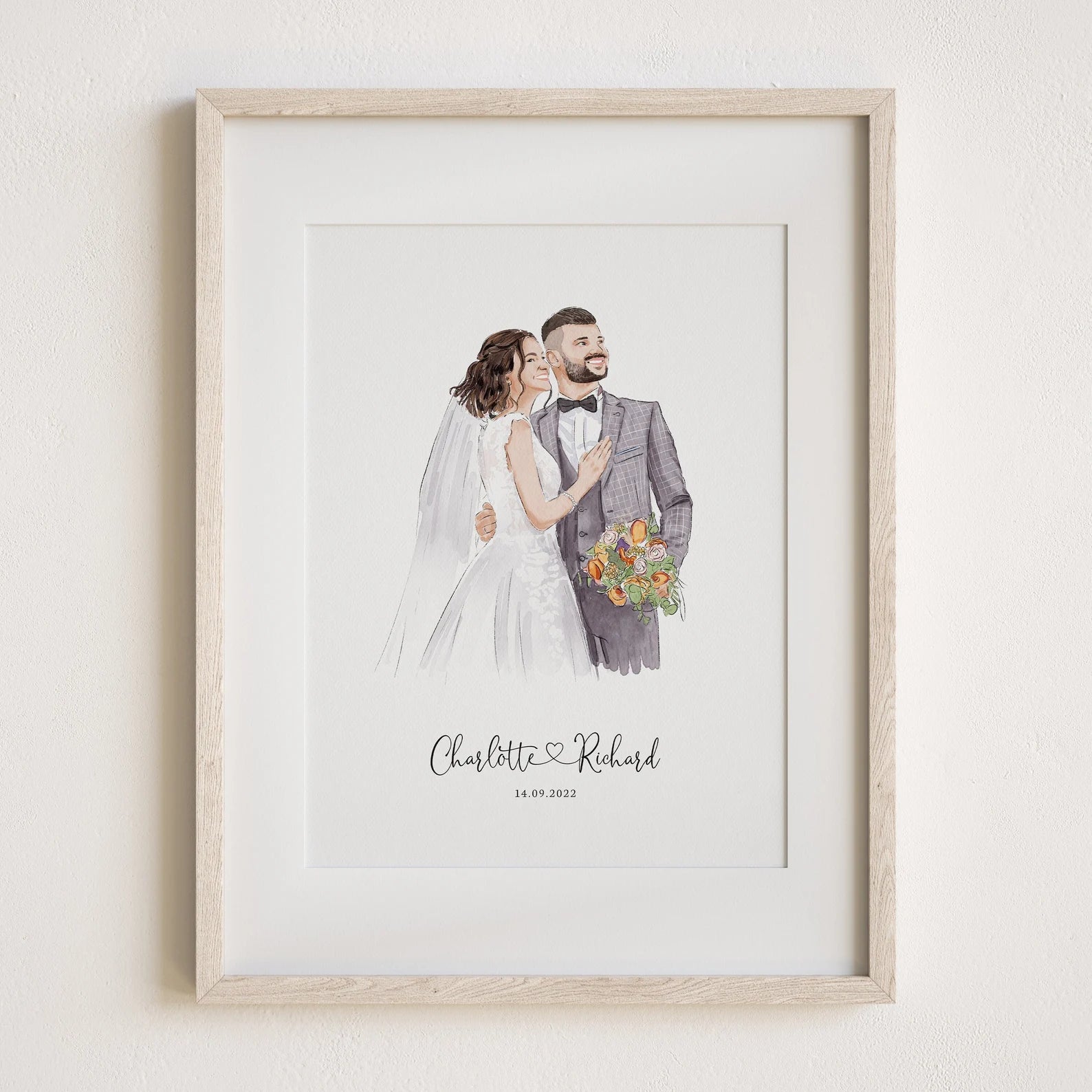 Wedding Photo Drawing - Stunning Watercolour Illustration – Lovey Prints
